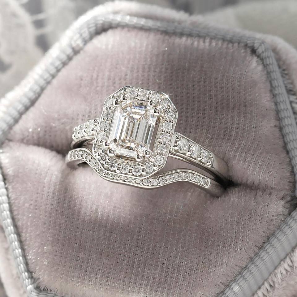 Step Cut Halo Engagement Ring - Custom Designed your Way