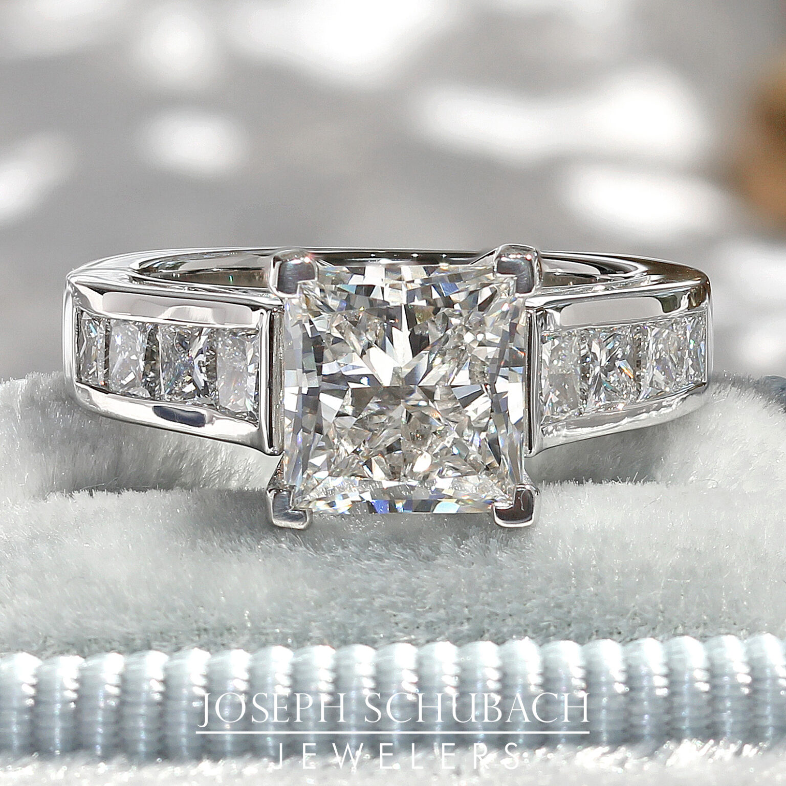Custom Channel Set Princess Cut Engagement Ring
