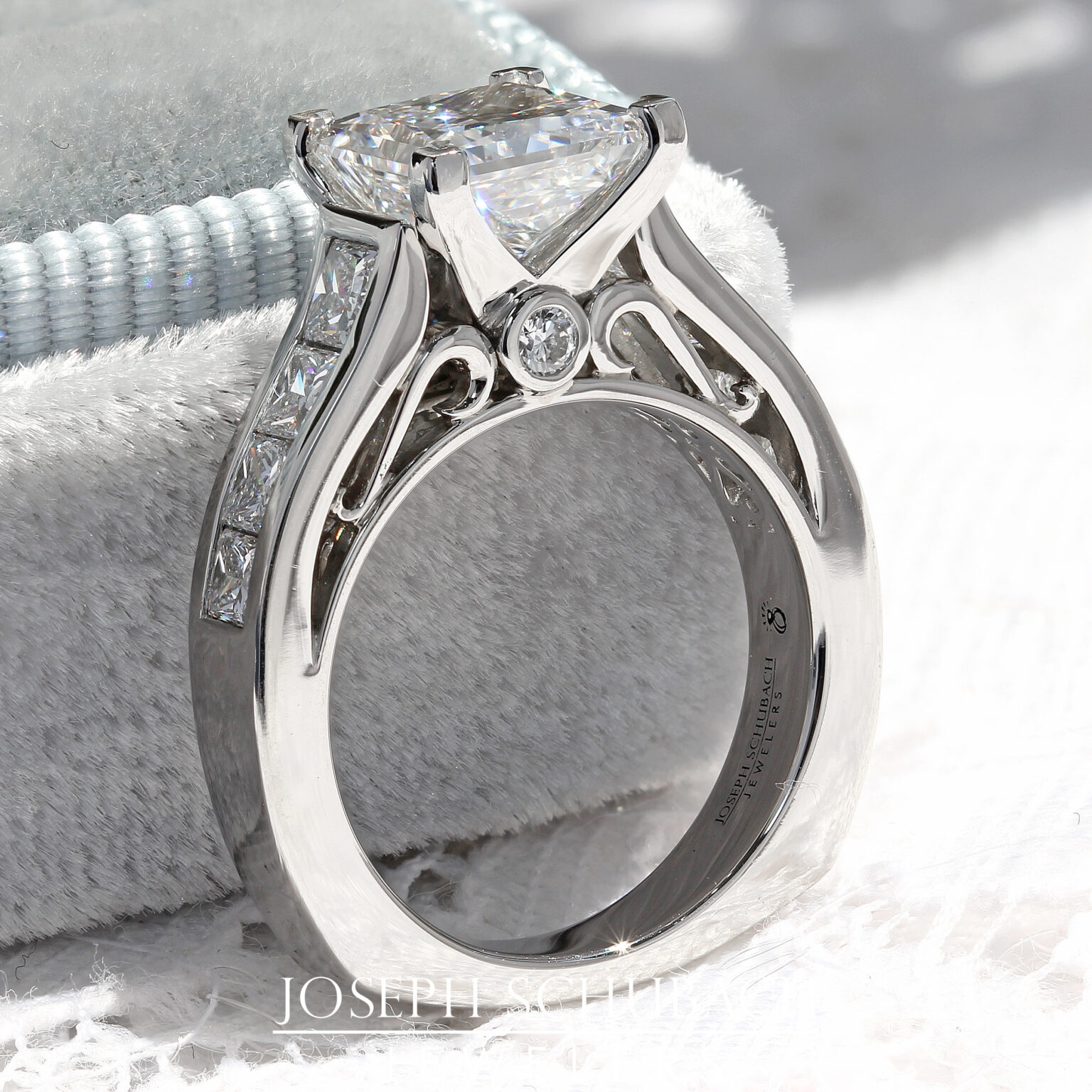 Custom Channel Set Princess Cut Engagement Ring