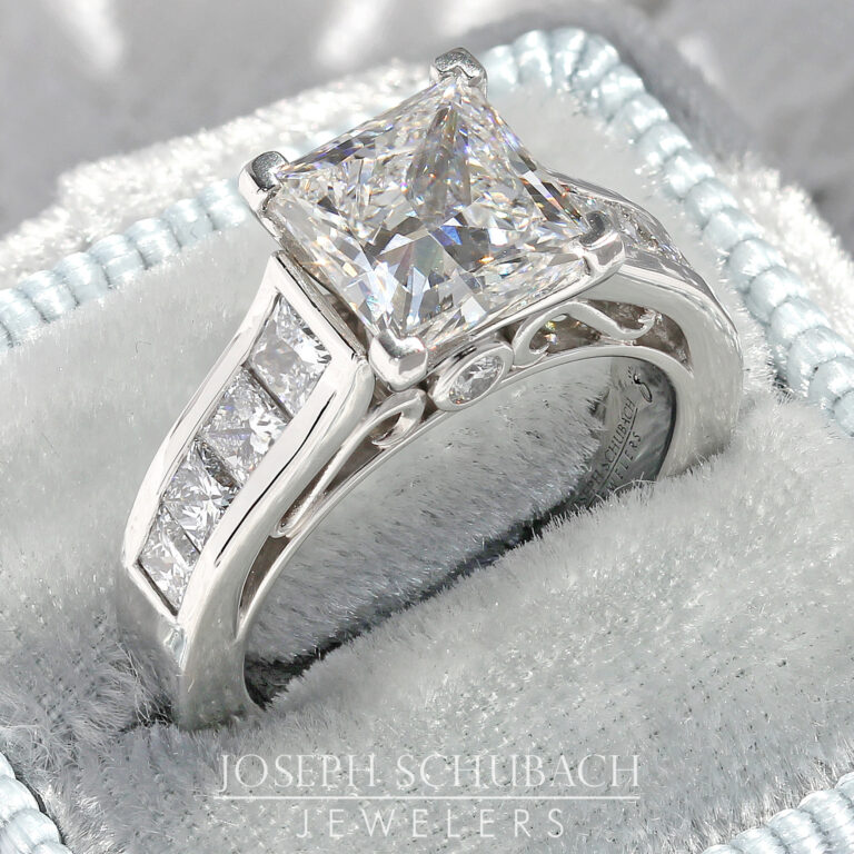 Custom Channel Set Princess Cut Engagement Ring